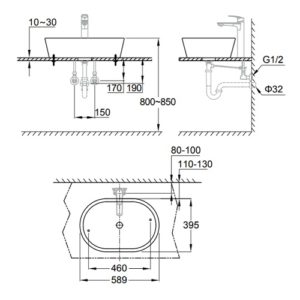 Grohe Eurocosmo 39122001 Vessel Basin 60 Bundle with Basin Mixer XL