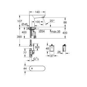 Grohe 36271000 Euroeco Cosmopolitan E Infra-Red Electronic basin mixer