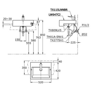 Toto LW647CJ Semi-Recessed lavatory | Bathroom Wash Basin Singapore